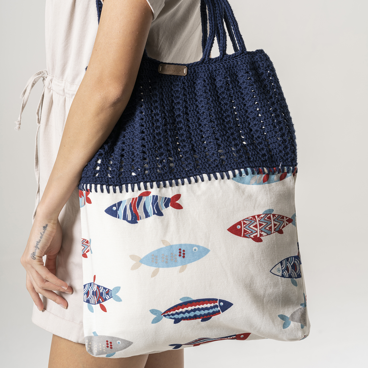 Half-Knitted Exotic Fish Design Multi-Purpose Bag | Hilaliart Exclusive